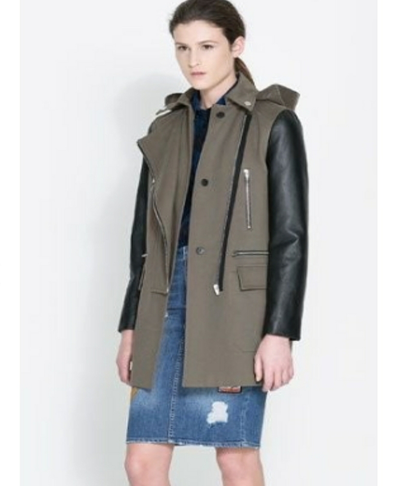 Zara Leather Hooded Trench - Utility Coat - Gem